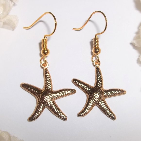 wvluckygirl | Jewelry | Gold Starfish Earrings Beach Theme Ocean ...